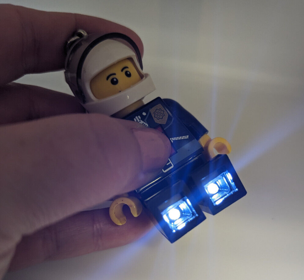 Lego Minifigure LED Keychain, Police Officer Mini Torch, 3" Tall