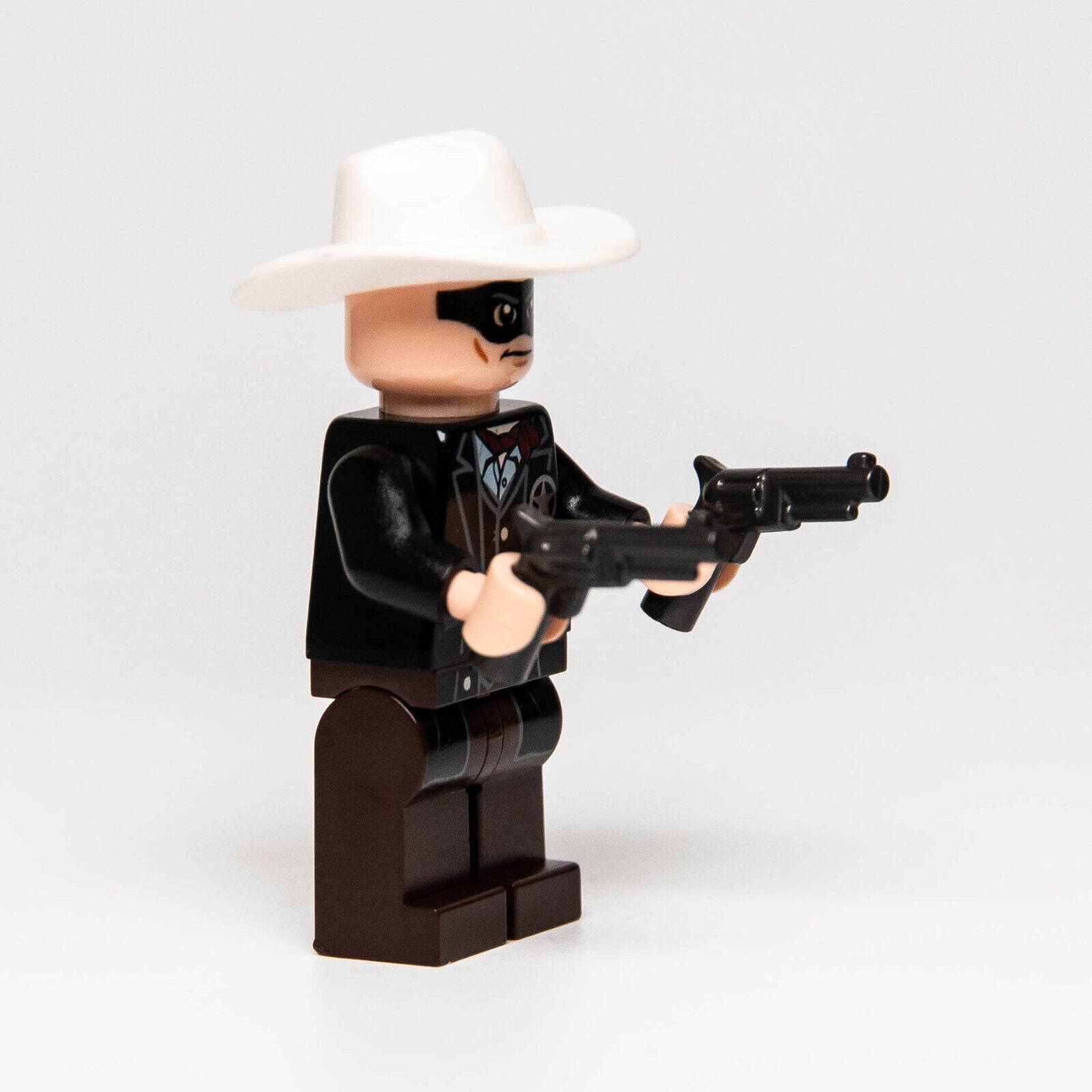 Lego Cowboy Sheriff Minifigure - The Lone Ranger w/ Pistol Revolvers
