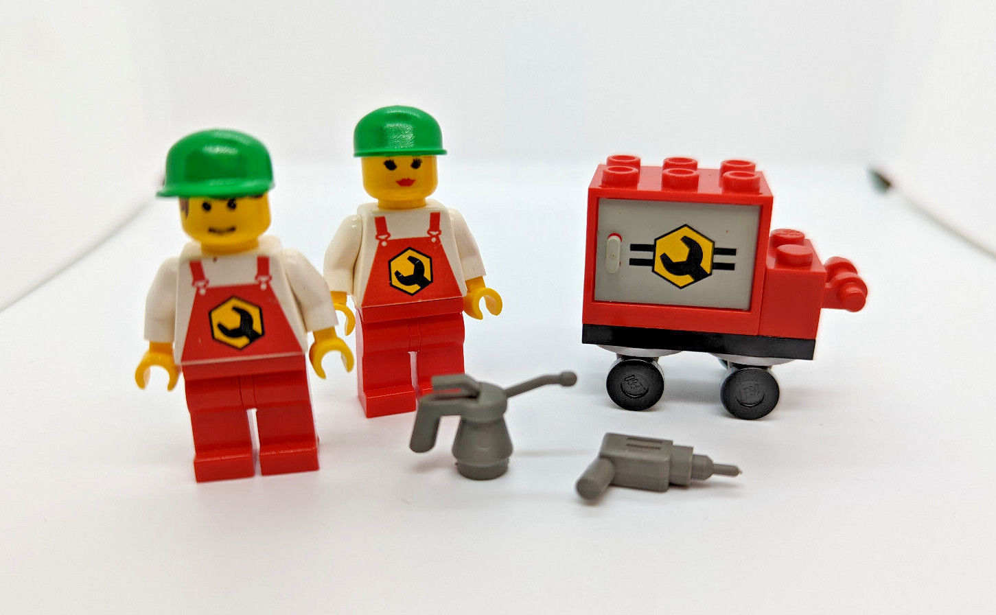 (Lot of 2) LEGO Minifigure Repair Mechanics City 6434 with tool cart