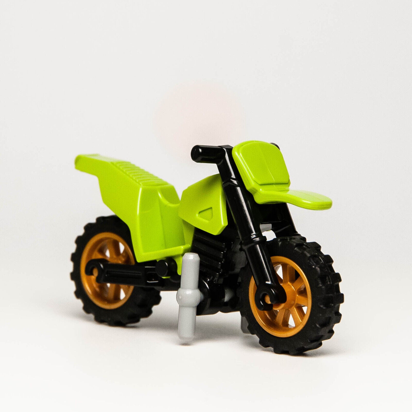LEGO Lime Green Dirt Bike - Motorcycle Black Chassis Gold Rims Race Mo