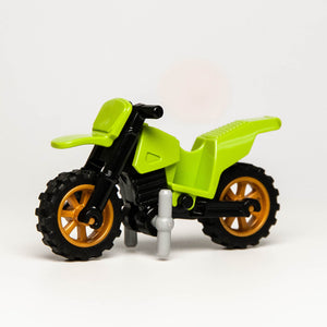 LEGO Lime Green Dirt Bike - Motorcycle Black Chassis Gold Rims Race Mo