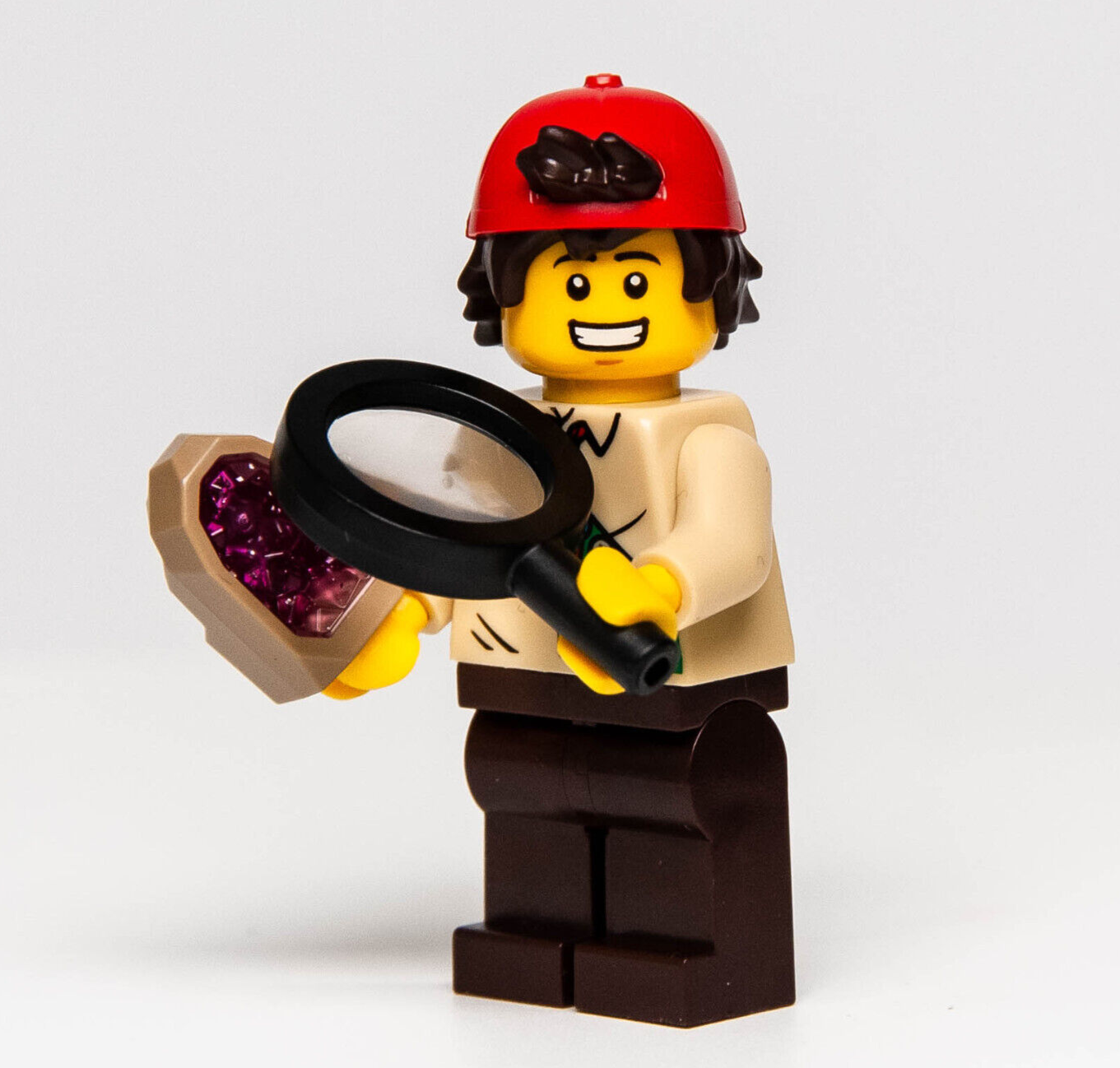 NEW Lego BAM Minifigure Boy Scout Explorer w/ Magnifying Glass & Geode