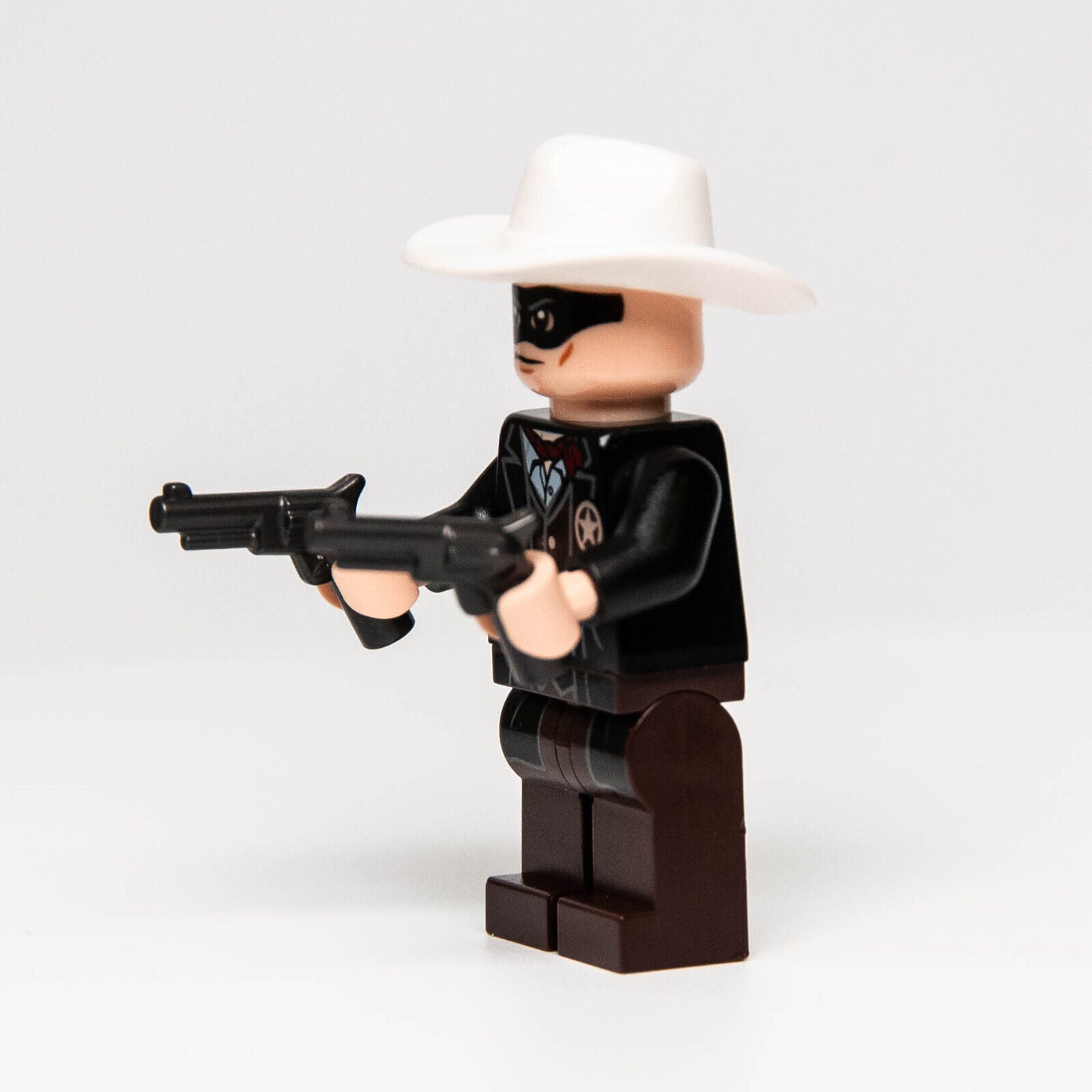 Lego Cowboy Sheriff Minifigure - The Lone Ranger w/ Pistol Revolvers