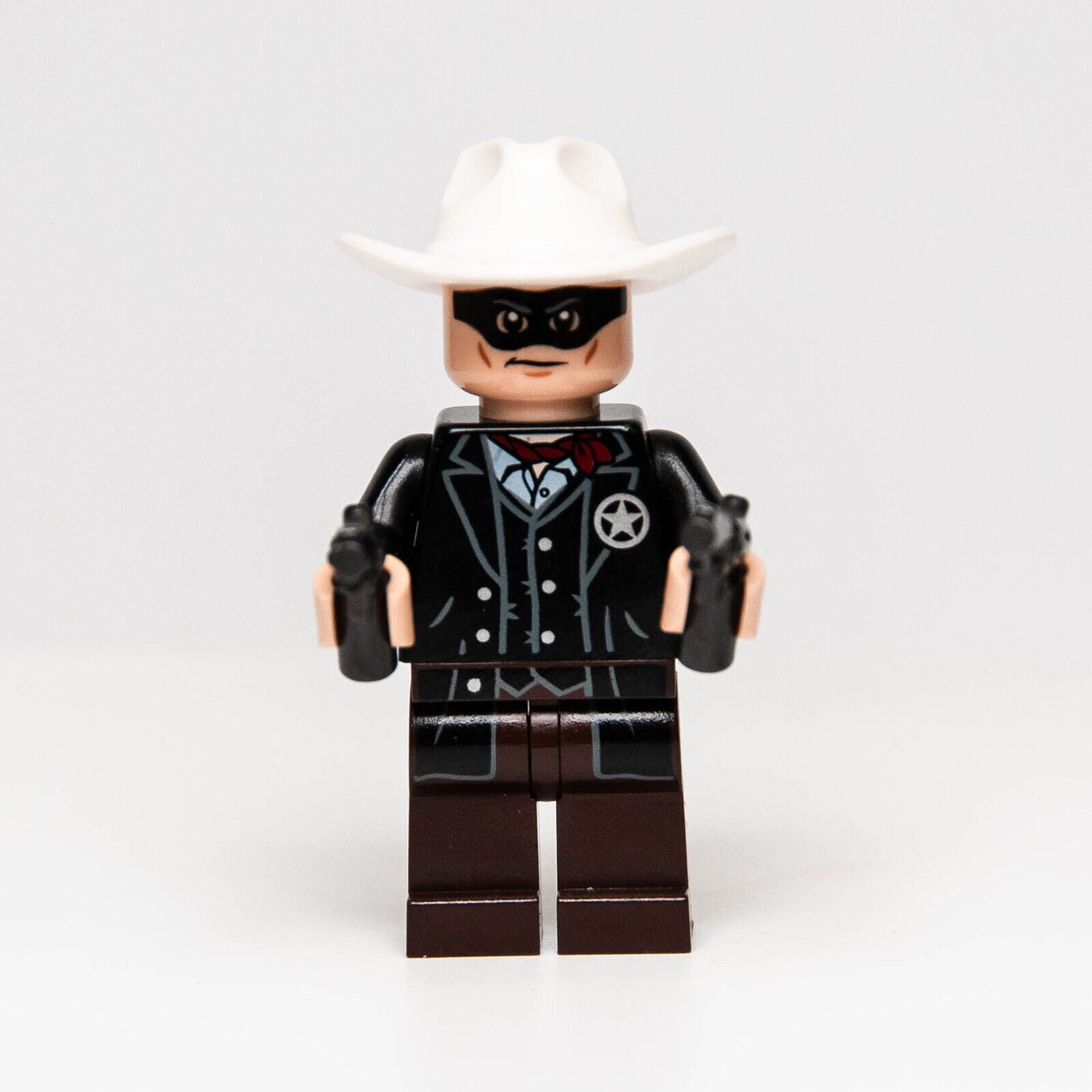 Lego Cowboy Sheriff Minifigure - The Lone Ranger w/ Pistol Revolvers