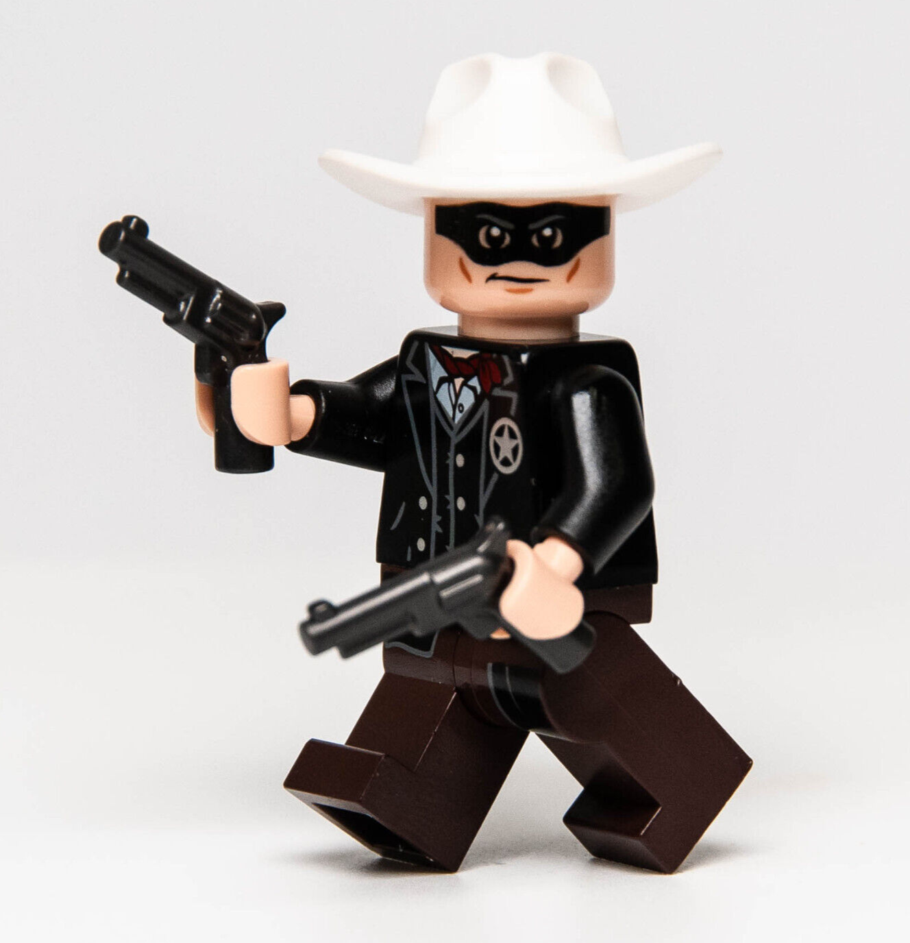 Lego Cowboy Sheriff Minifigure - The Lone Ranger w/ Pistol Revolvers