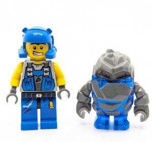 Lego Power Miners 8958 Minifigure Lot: Miner & Glaciator Blue Rock Mon