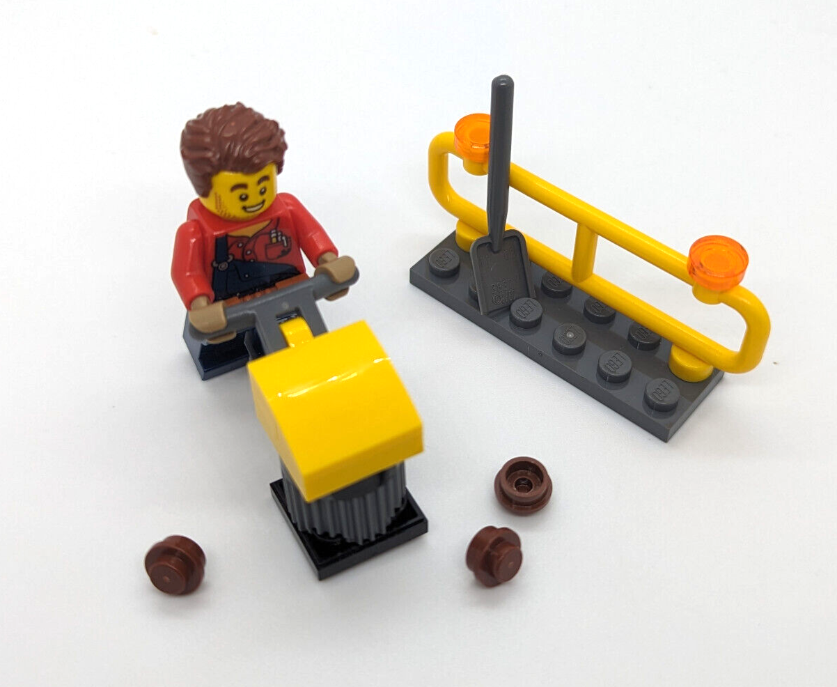 Lego City Handyman Harl Hubbs Minifigure And Tamping Rammer Construction