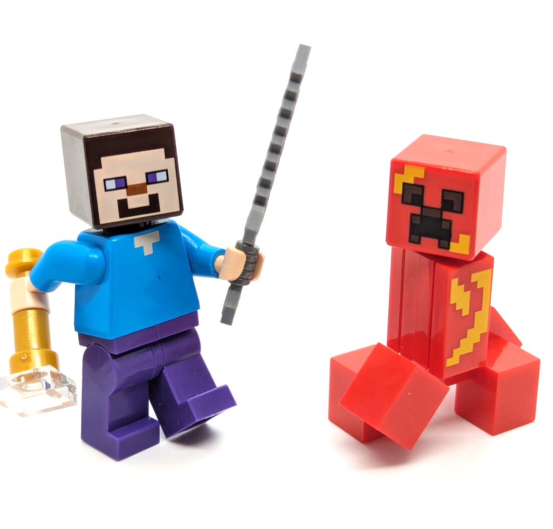 LEGO Minecraft Minifigures - Exploding Creeper (min018) & Steve (min00
