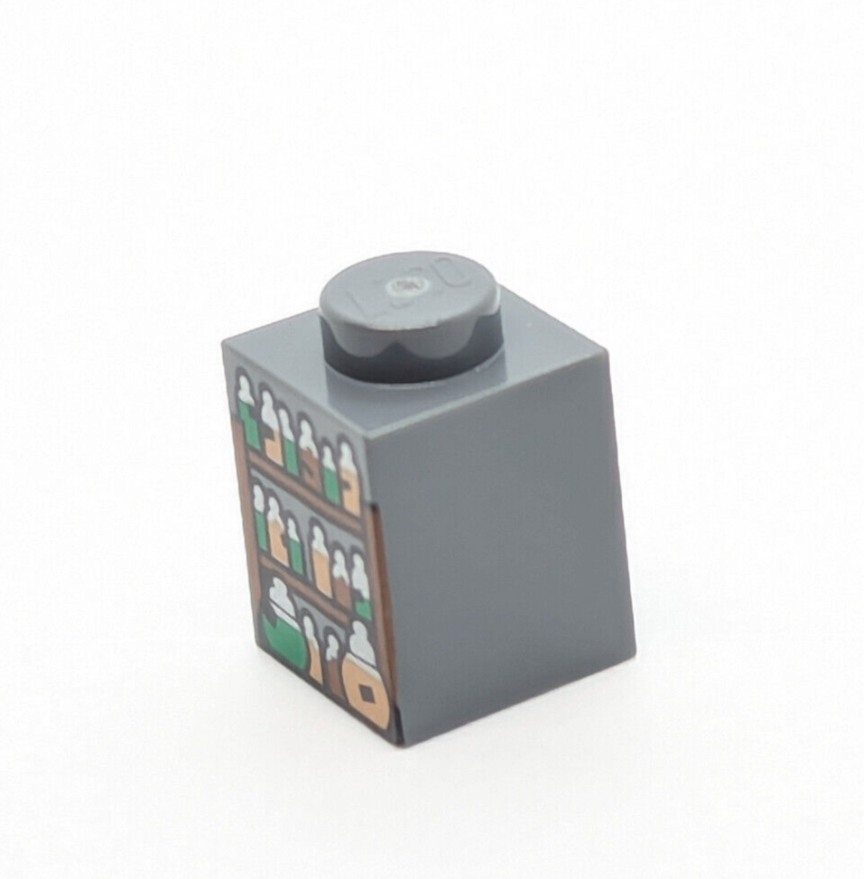 LEGO Shelves Potion Bottles Pattern - 1x1 Gray Brick - Harry Potter Ca