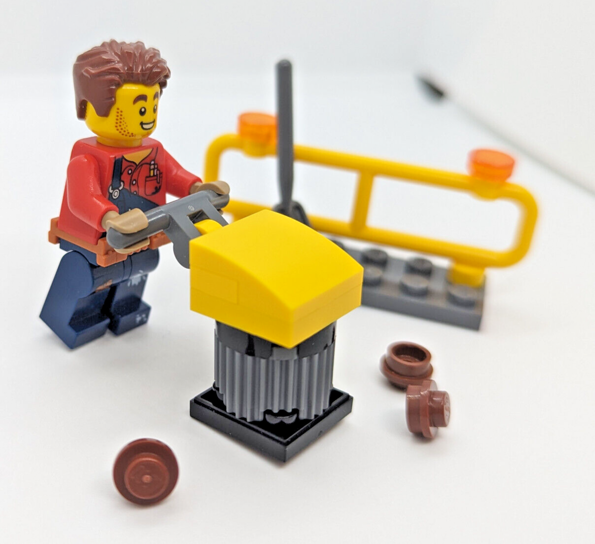 Lego City Handyman Harl Hubbs Minifigure And Tamping Rammer Construction