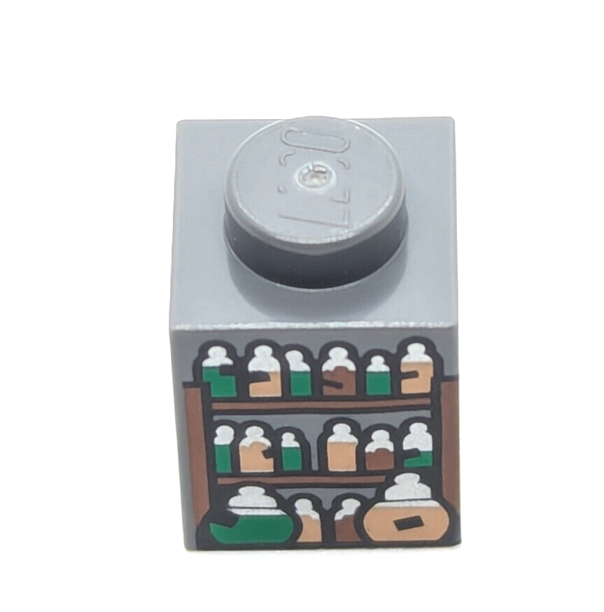 LEGO Shelves Potion Bottles Pattern - 1x1 Gray Brick - Harry Potter Ca