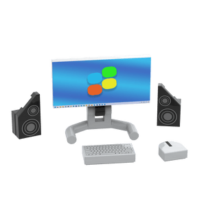Desktop Computer - Minifig Scale - Custom Printed Set - Made Using LEG