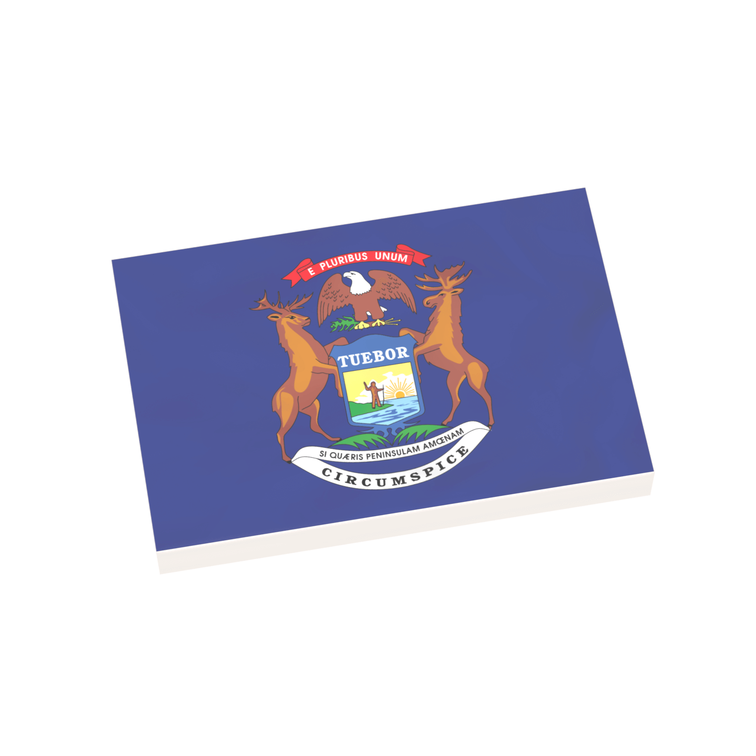 Michigan State Flag - Minifig Scale - Custom Printed - 2x3 Tile Made u