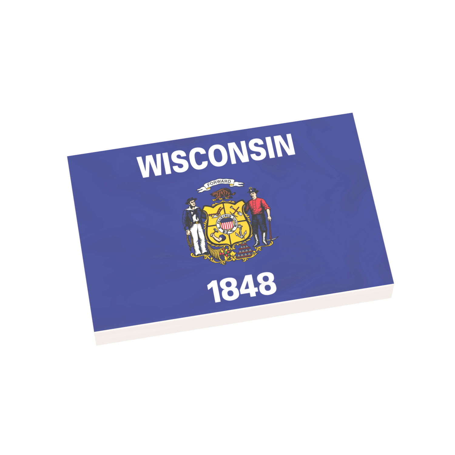 Wisconsin State Flag - Minifig Scale - Custom Printed - 2x3 Tile Made