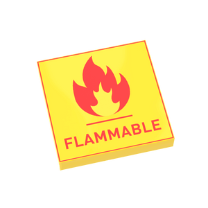 Flammable Warning Sign - Custom Printed - Made Using a LEGO® Tile