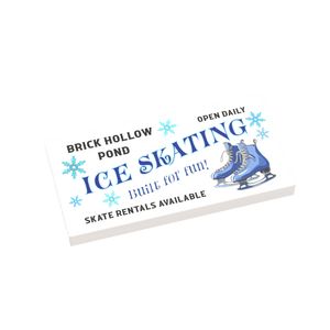 Ice Skating Sign - Winter Scene - Custom Printed 2x4 - Tile Made using